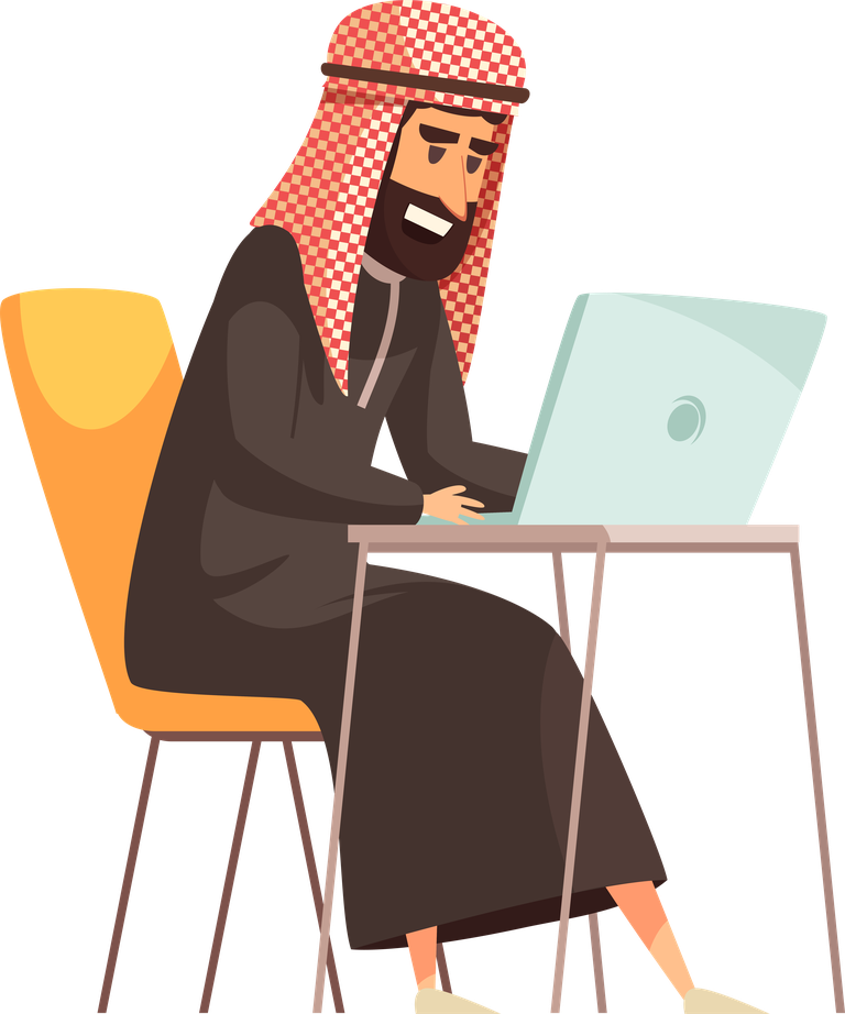 arabs family cartoon icons for remote work and digital communication 891518