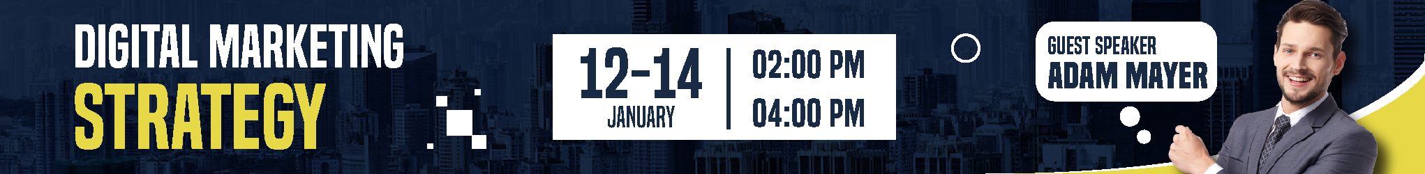 bold digital marketing strategy banner with adam mayer