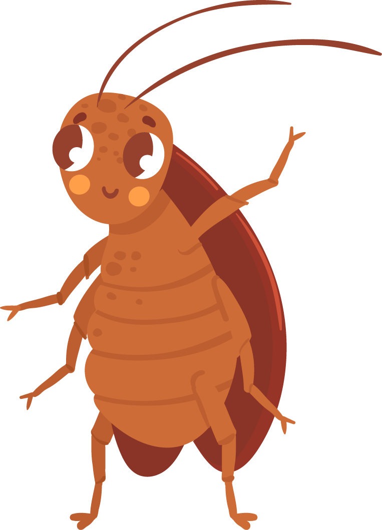 playful cartoon cockroach insect mascot for educational and ...