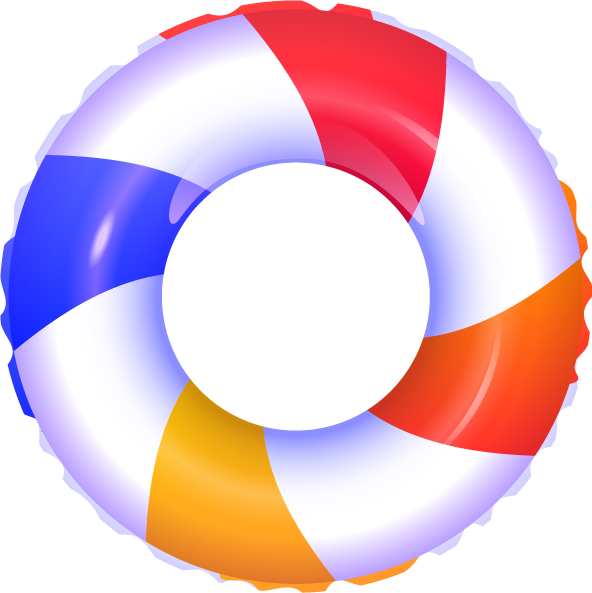 cartoon pool party object collection featuring colorful inflatable ...