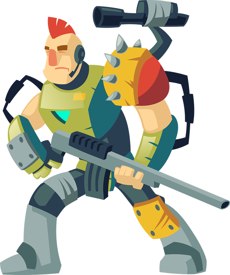 free cartoon robot guards human exoskeleton vector 789652