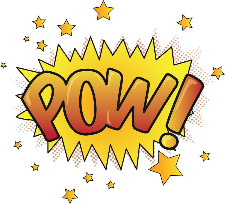 collection of comic effect featuring dynamic pow explosion with stars ...