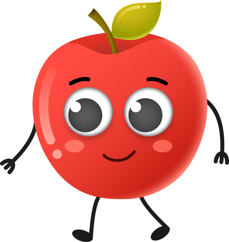 adorable cute cartoon apple fruit charac... | Magipik Free Vector