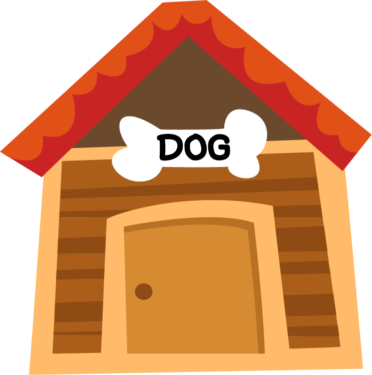 free cute cartoon styled dog and dog house vector 942276