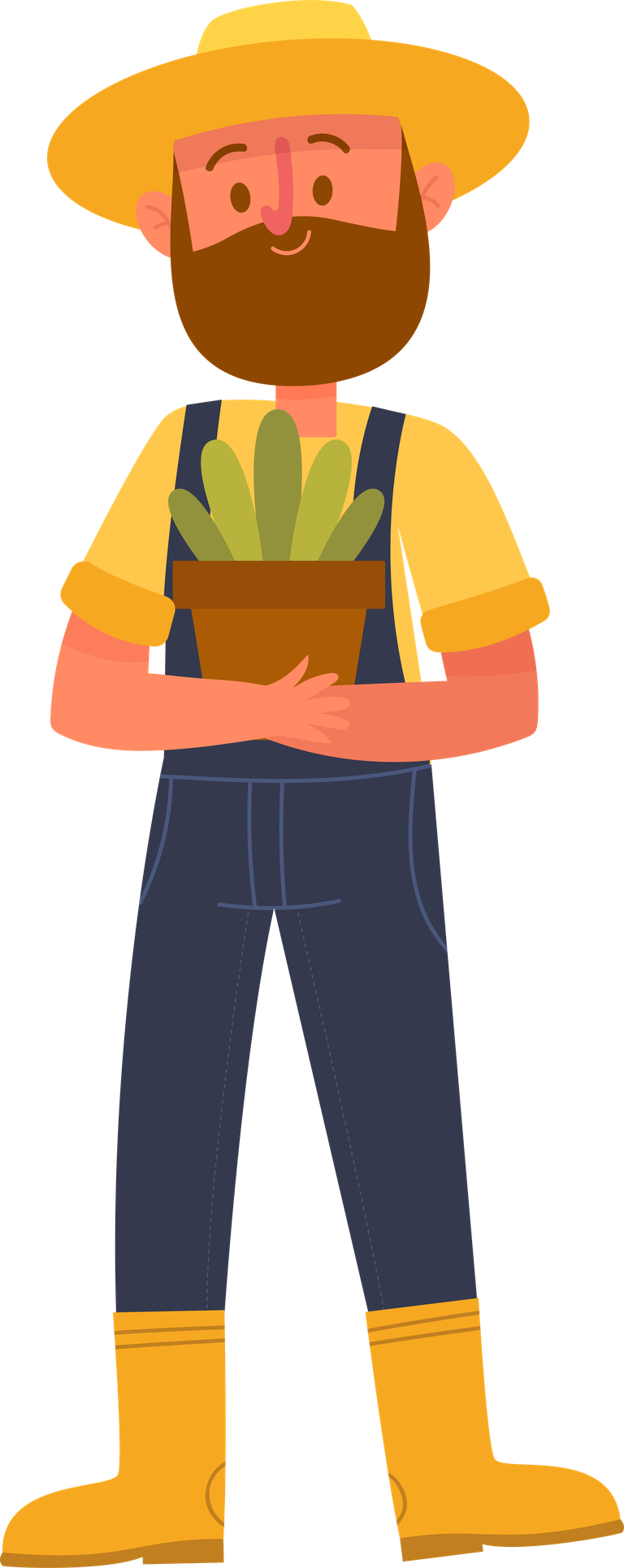 cute farmer character illustration with ... | Magipik Free Vector