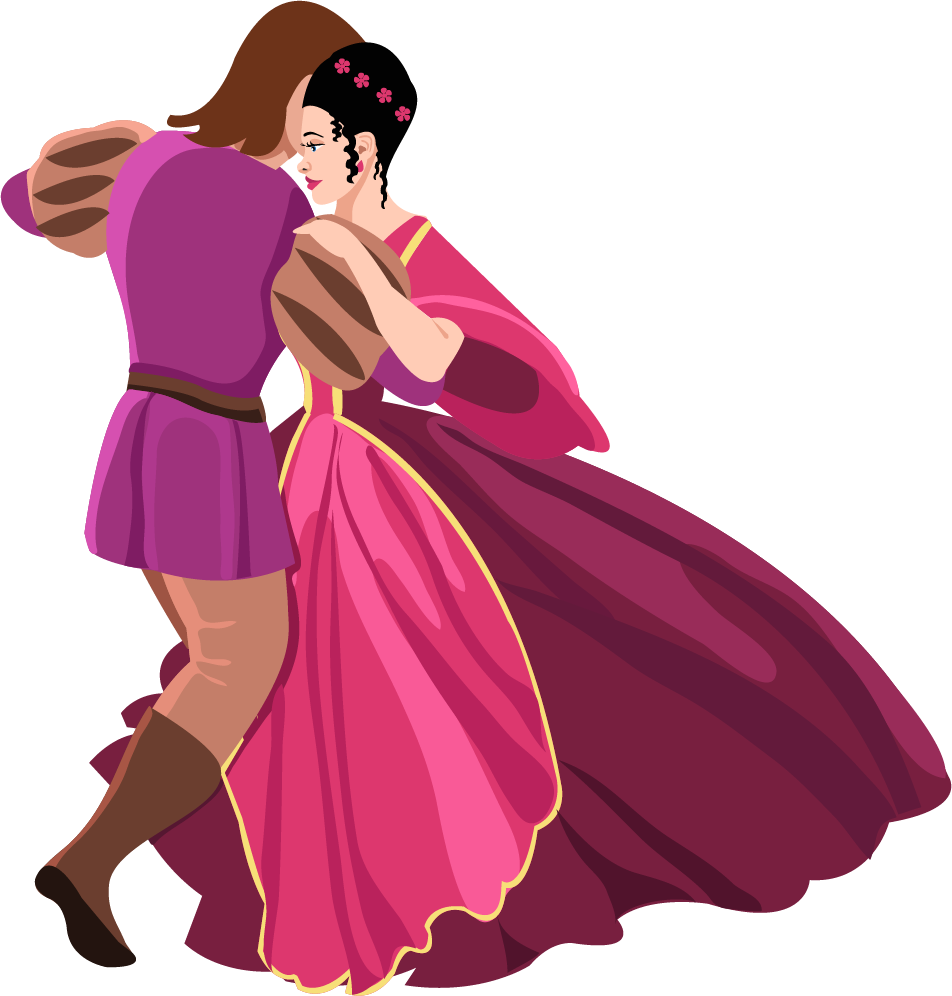 free dancing couple exquisite cartoon pa... | Magipik Free Vector
