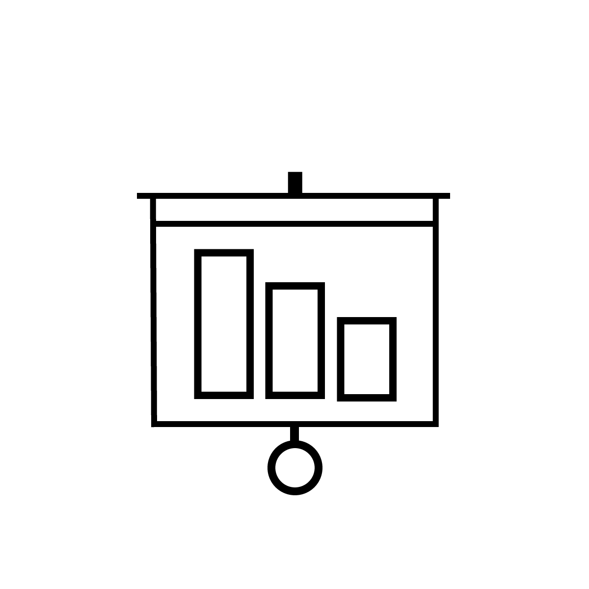 decreasing graph icon for dark trend report presentation