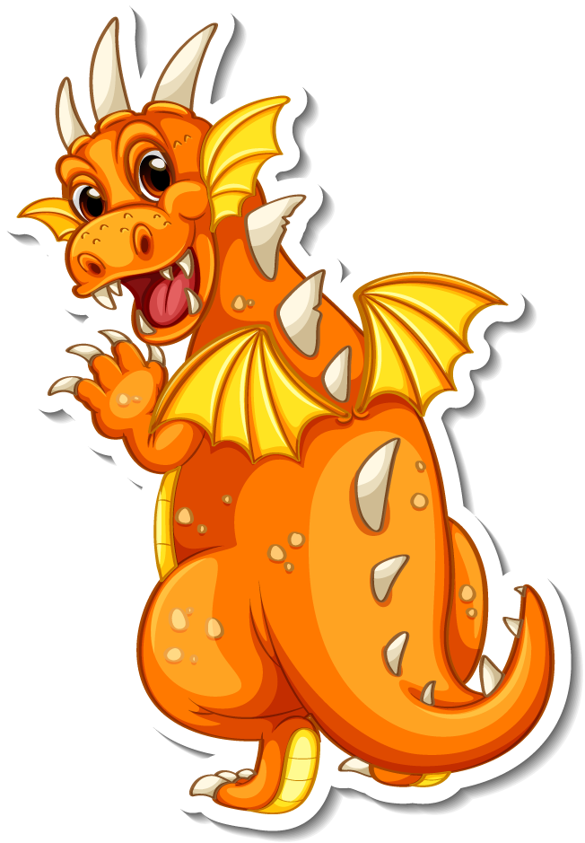 free dragon sticker set with different v... | Magipik Free Vector