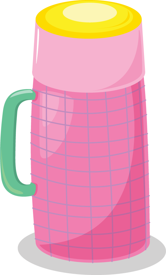 free cartoon hand drawn thermos with han... | Magipik Free Vector
