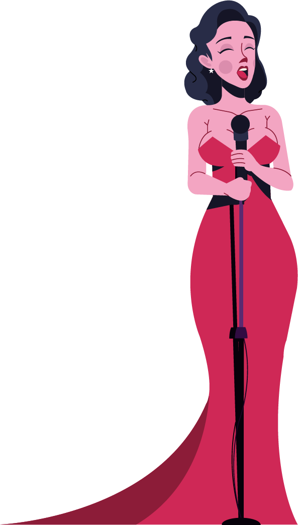 free female singers icons performing sketch vector 94099