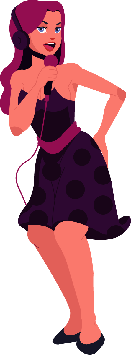 free female singers icons performing sketch vector 643502