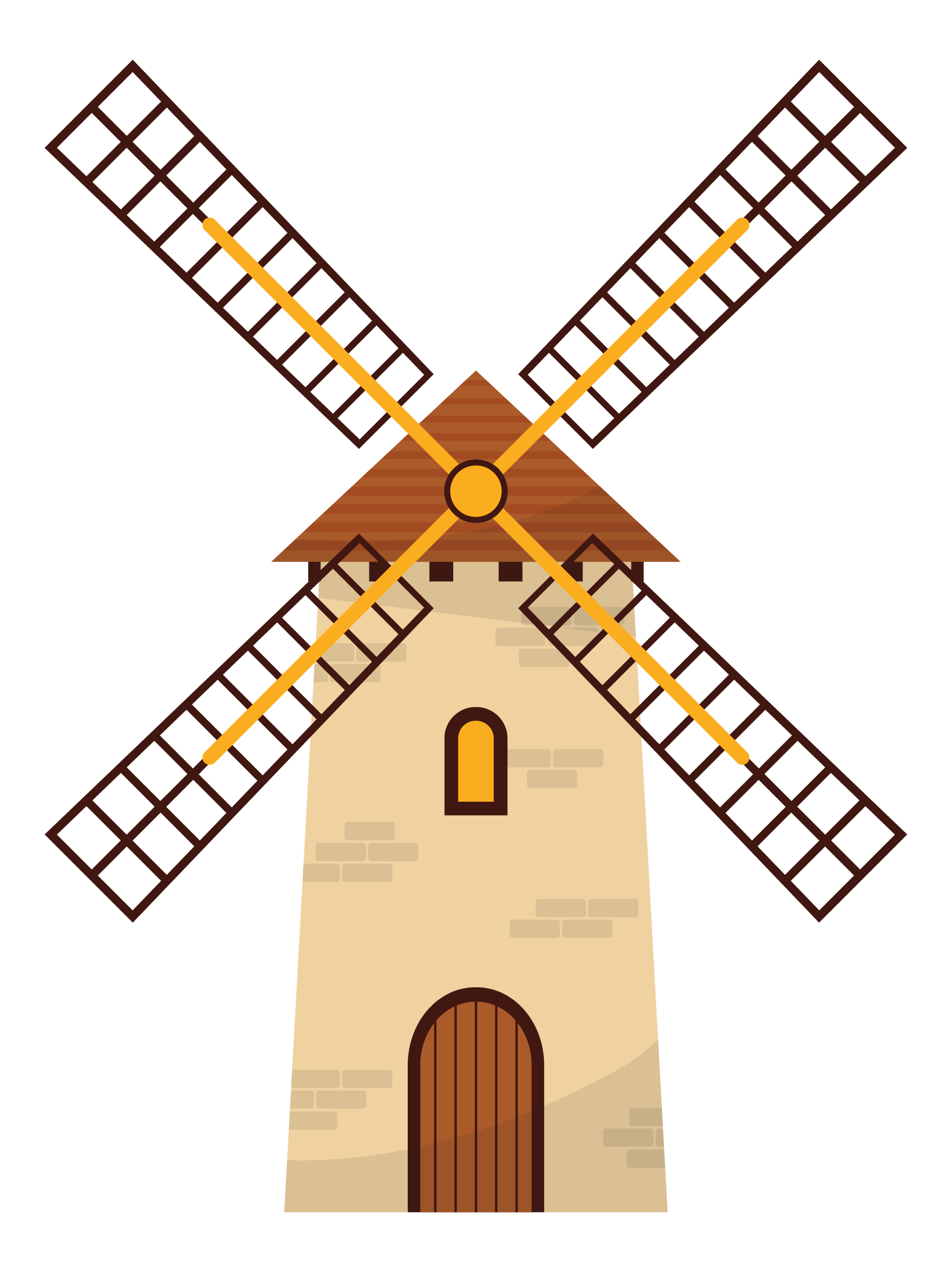 Flat Cartoon Windmill Illustration For E Magipik Free Vector