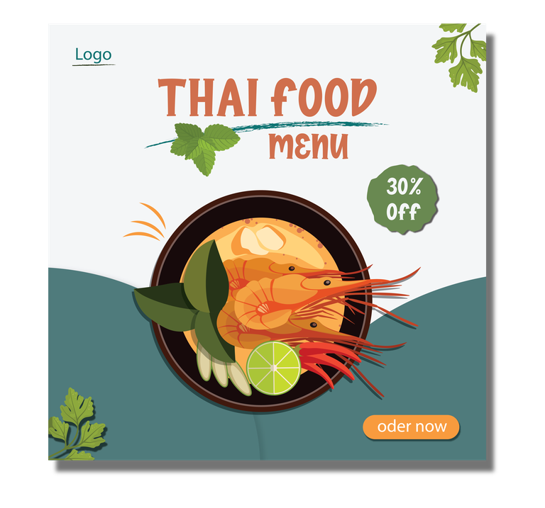 free thai food menu social media post ve... | Magipik Free Vector