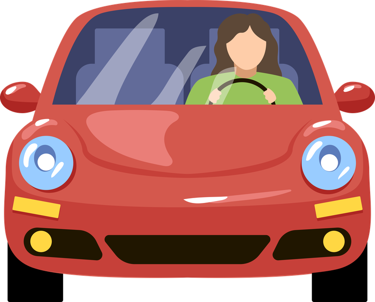 free front view people driving cars cartoon vector 958221