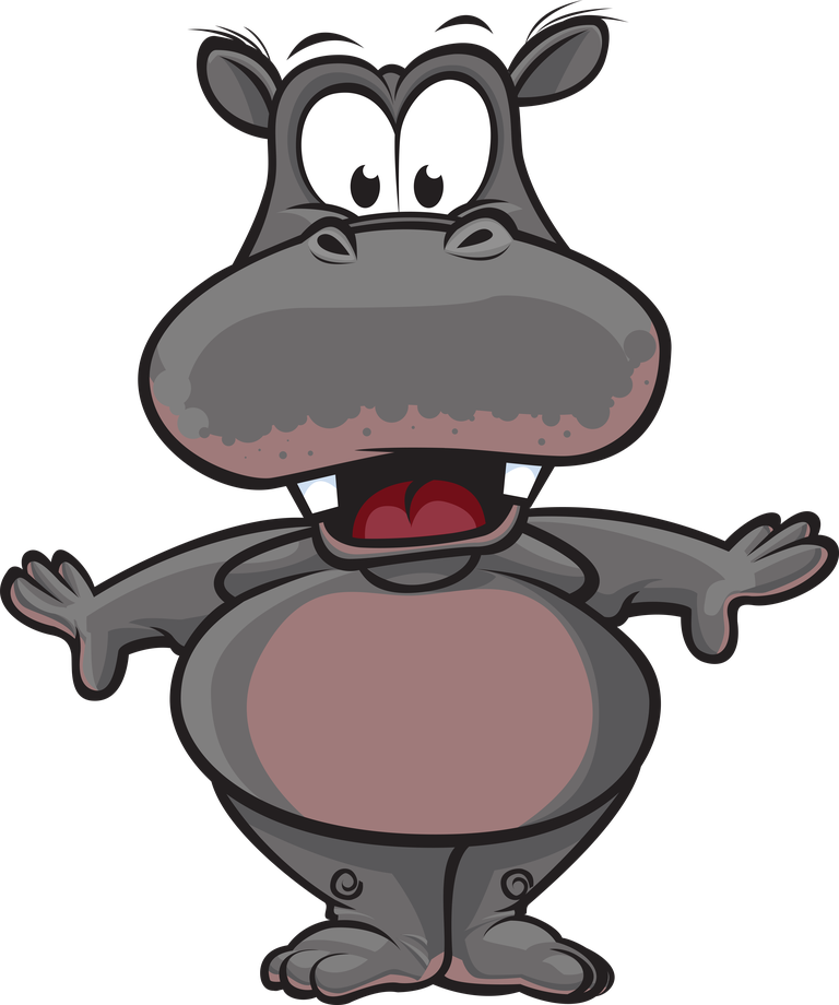 funny animals cartoon vector hippo chara... | Magipik Free Vector