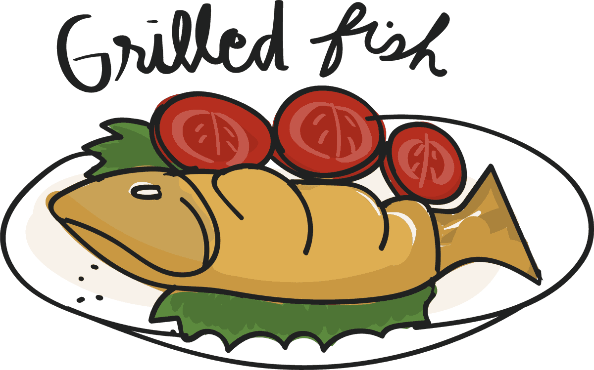 free grilled fish drawing style food vector 298210