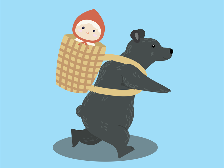 free fairy tale bear and little red ridi... | Magipik Free Vector