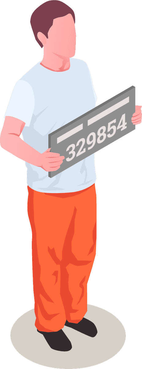 isometric standing prisoner standing inmate holding identification ...