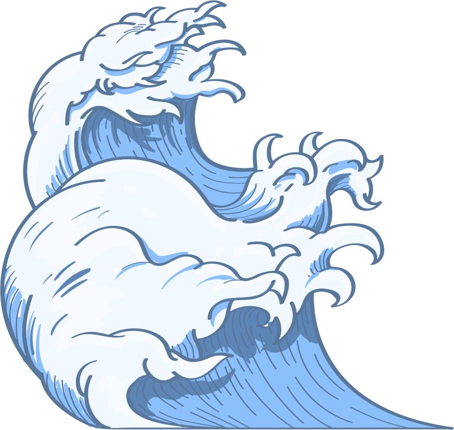 ancient blue japanese wave doodle with intricate wave patterns for ...