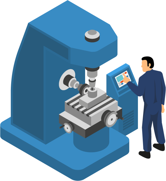 machine tools with workers isometric layout showcasing precision ...