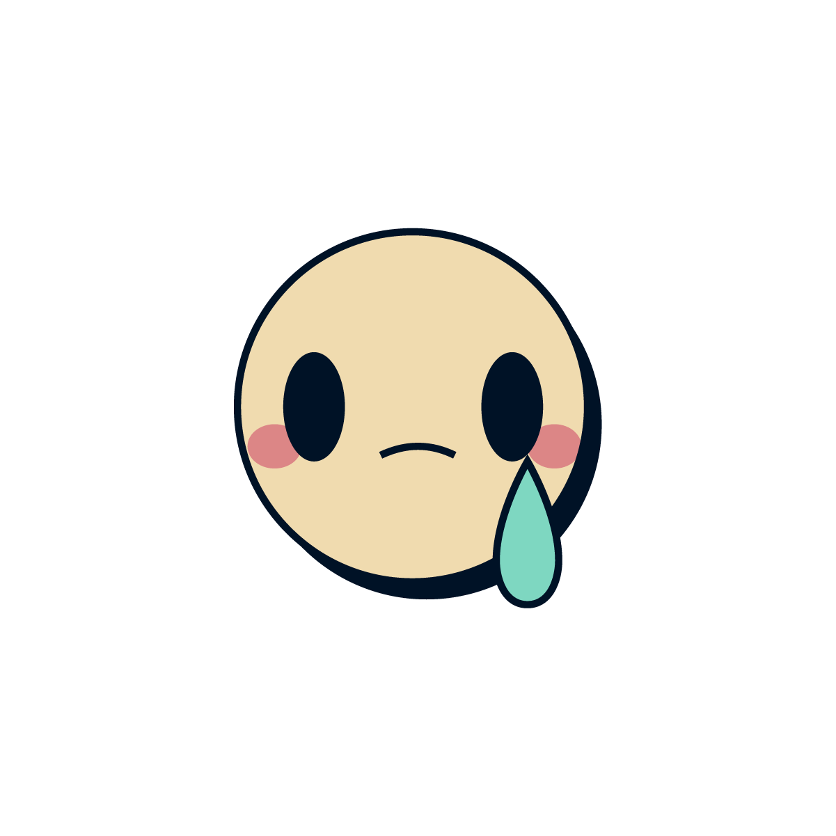 minimalist crying face sticker with sad aesthetic design