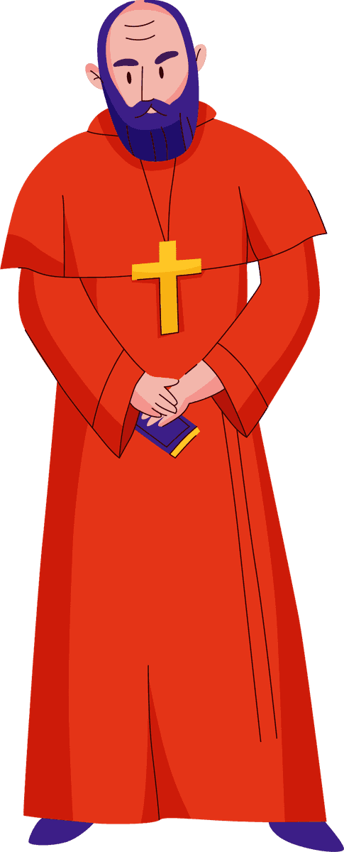 free monk medieval kingdom characters flat vector 297322