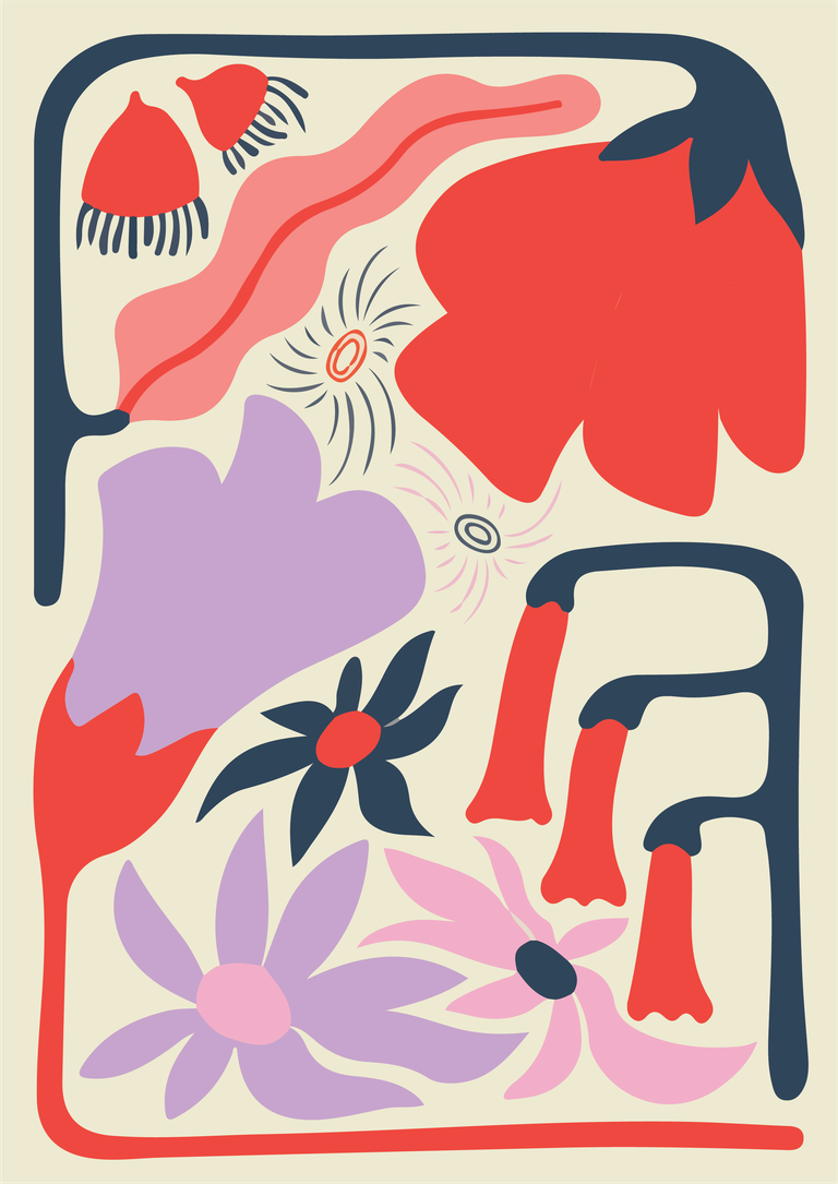 free mural painting watercolor flowers design vector 563332