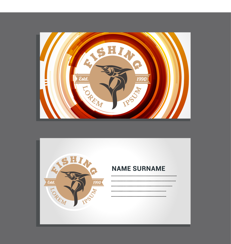name card template frames with fishing theme and modern colorful ...