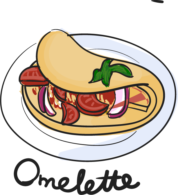 omelette drawing style food collection for creative culinary ...