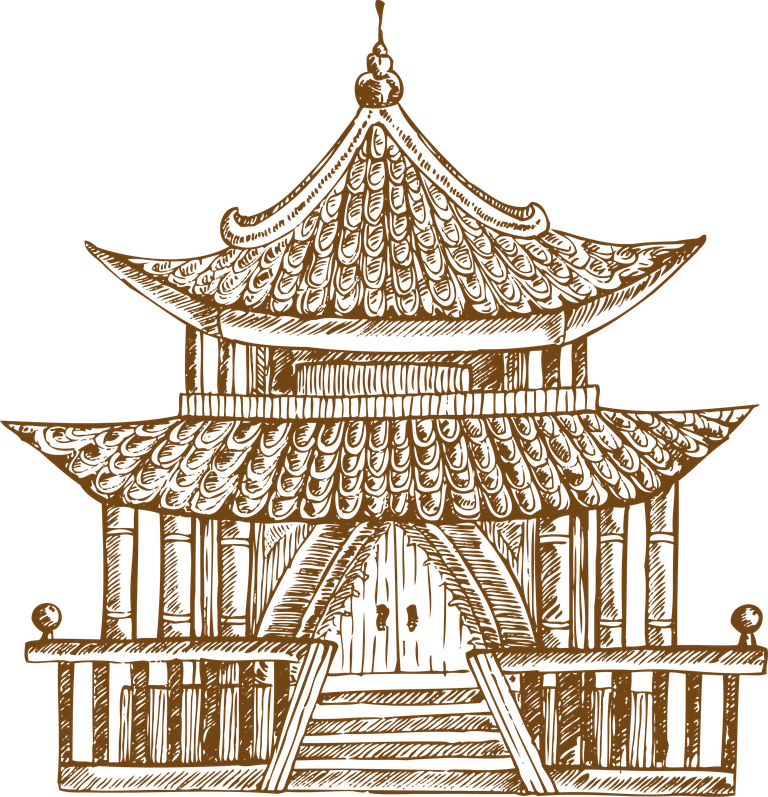 free pencil drawing old style building asian vector 456340