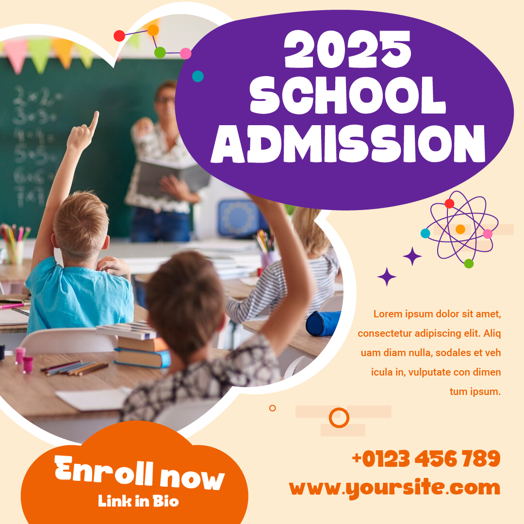 playful 2025 school admission flyer for kids