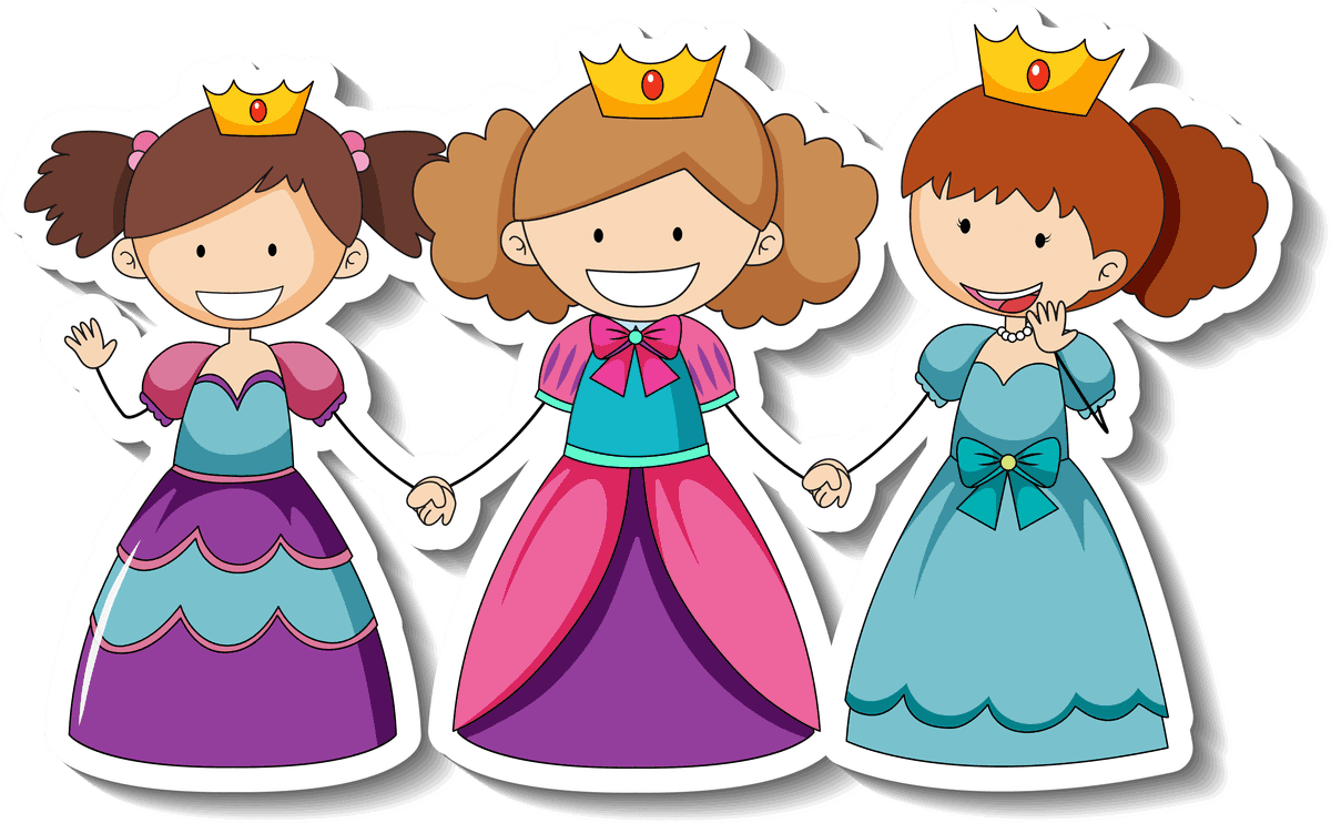 free princess sticker set with different... | Magipik Free Vector
