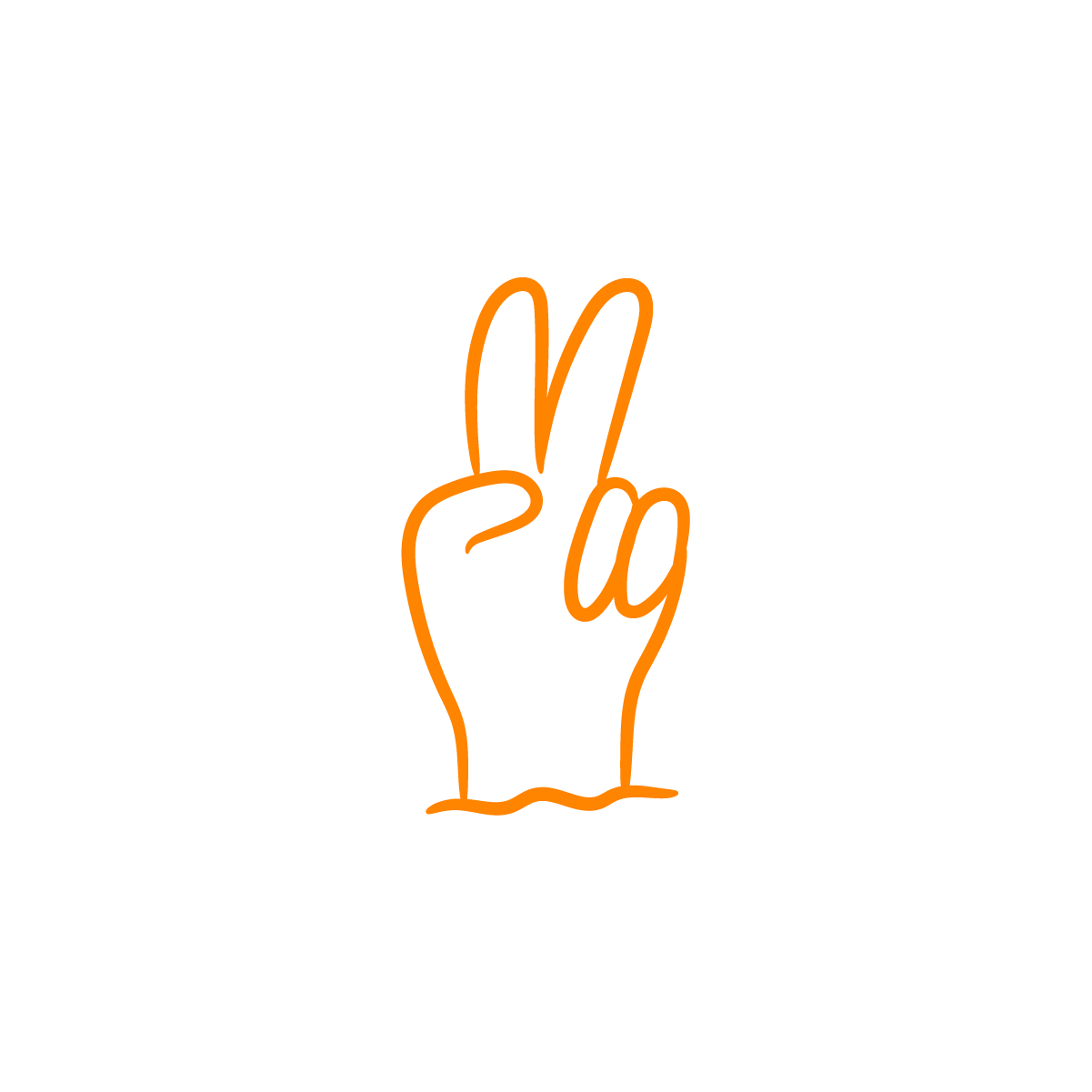 retro peace sign hand line art illustration
