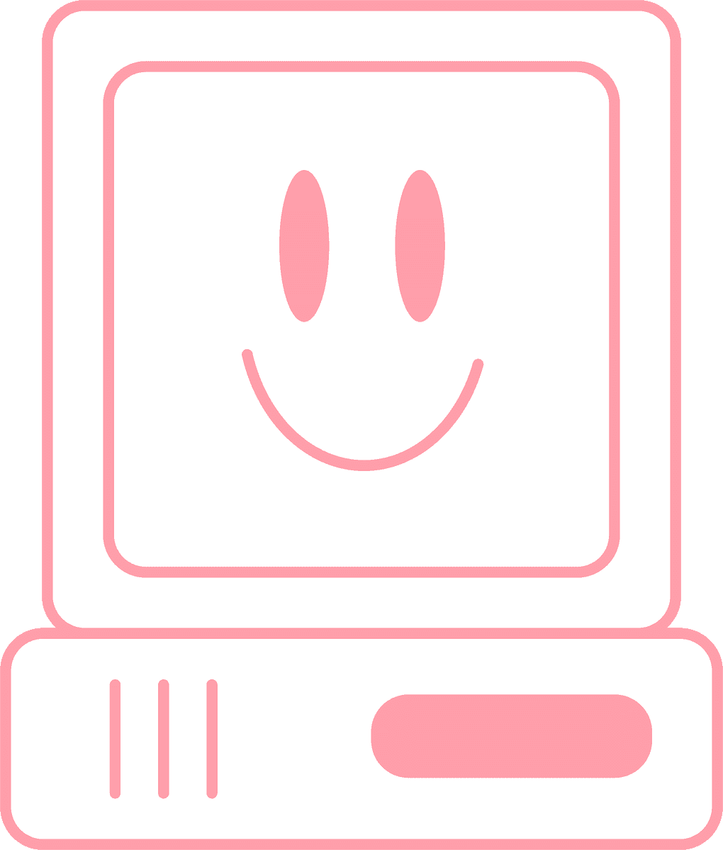 retro smiling computer icon, a cute tech icon