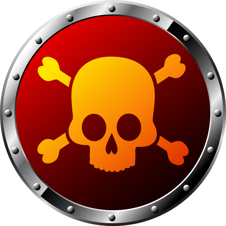 round radiation warning graphics featuring a skull and crossbones ...