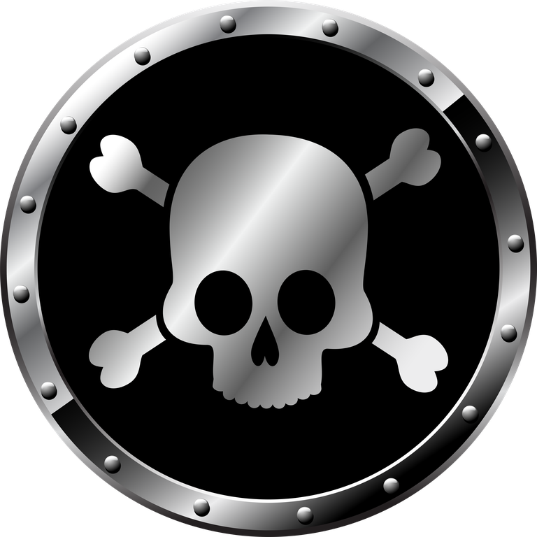 round radiation warning graphics with skull and crossbones for safety ...
