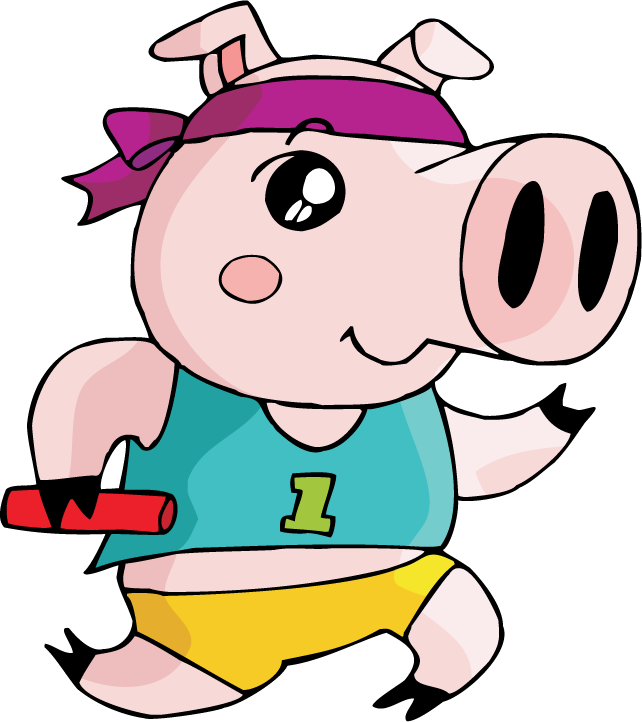 running pig cartoon animals in sporty at... | Magipik Free Vector