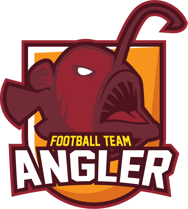 dynamic sport logo team badge featuring angler fish for competitive ...