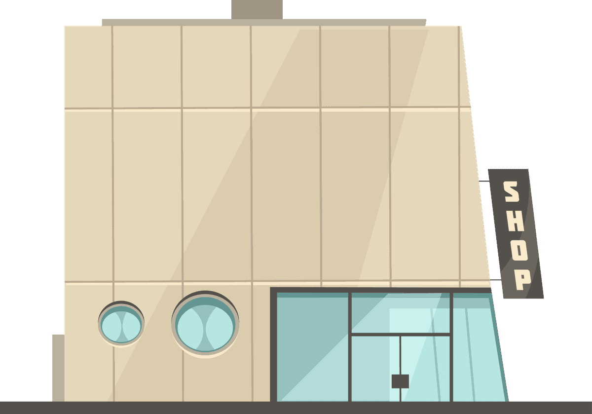 free shop building cartoon with mini sto... | Magipik Free Vector