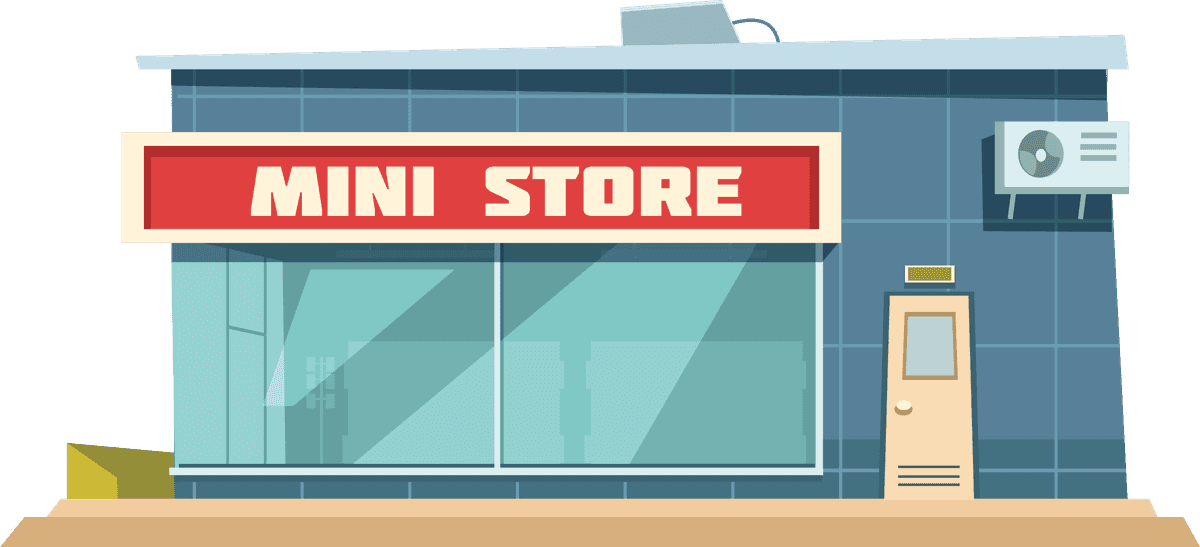 free shop building cartoon with mini store vector 77516