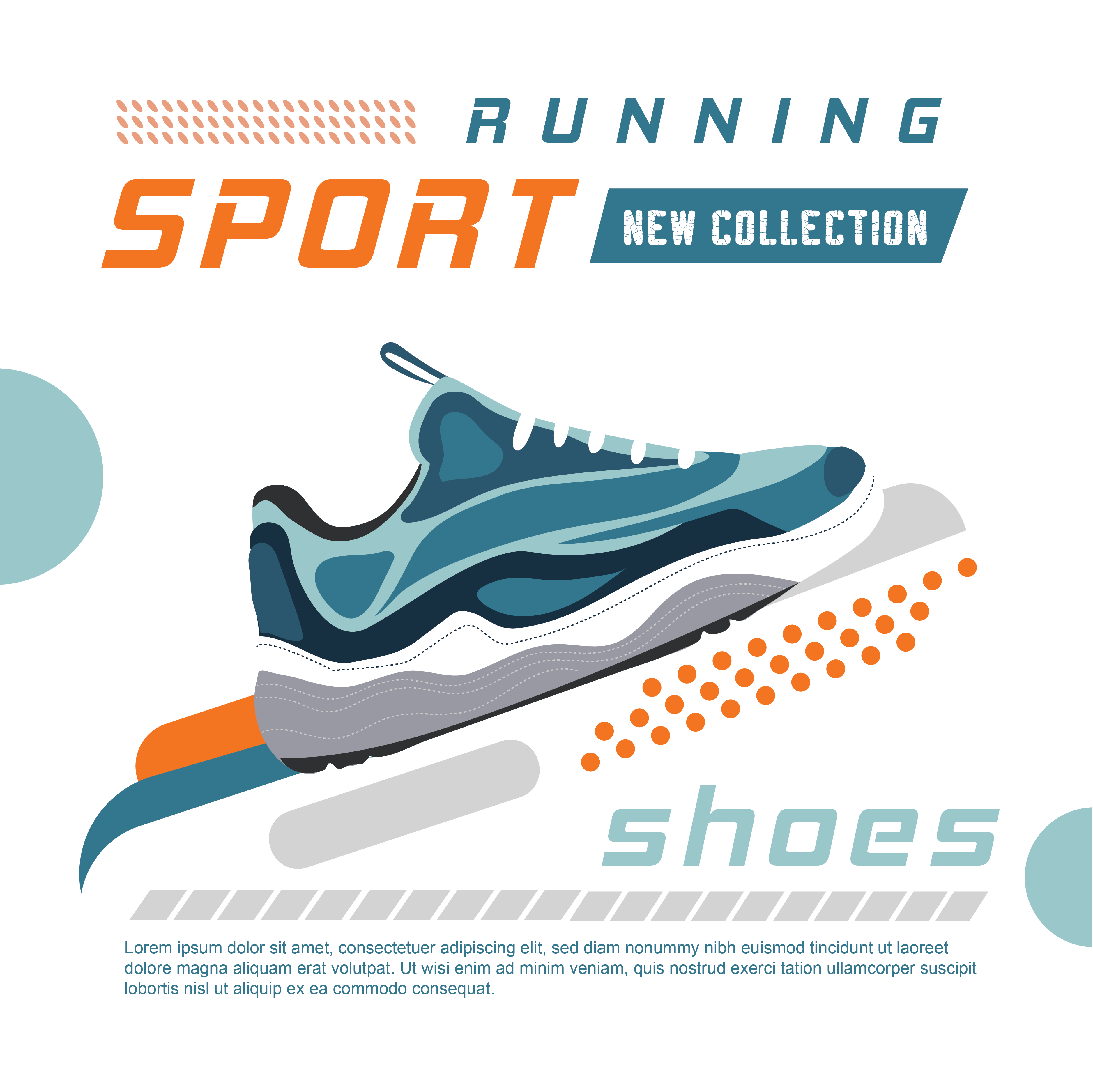 sporty running shoes promotional poster, vibrant design