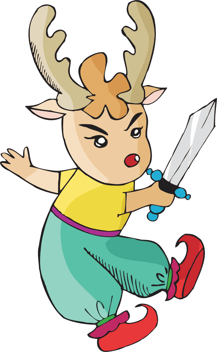 free sword dancing deer cartoon animals ... | Magipik Free Vector