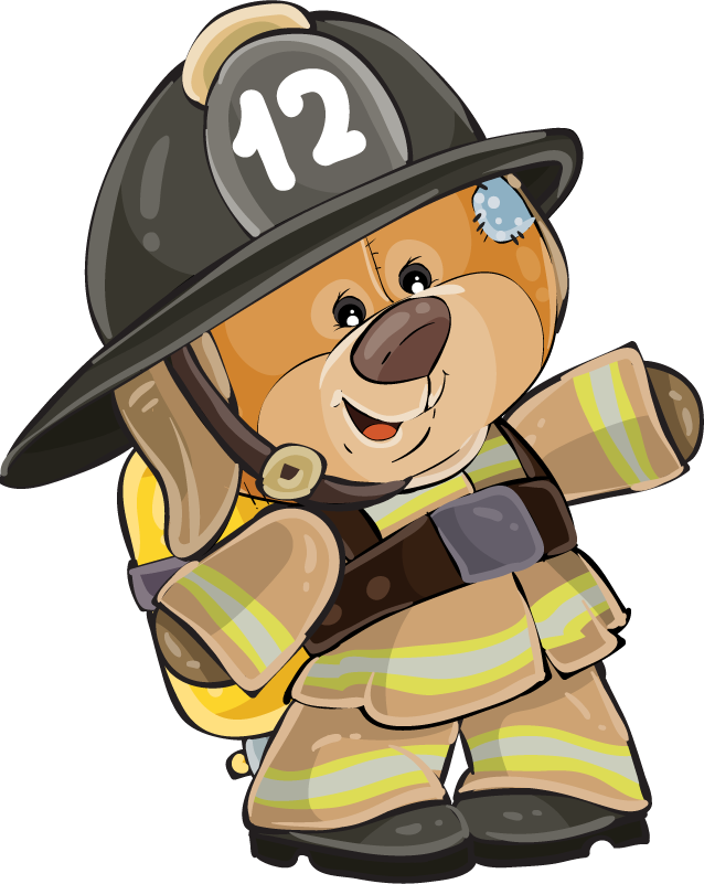 free Teddy bear firefighter with rescue ... | Magipik Free Vector