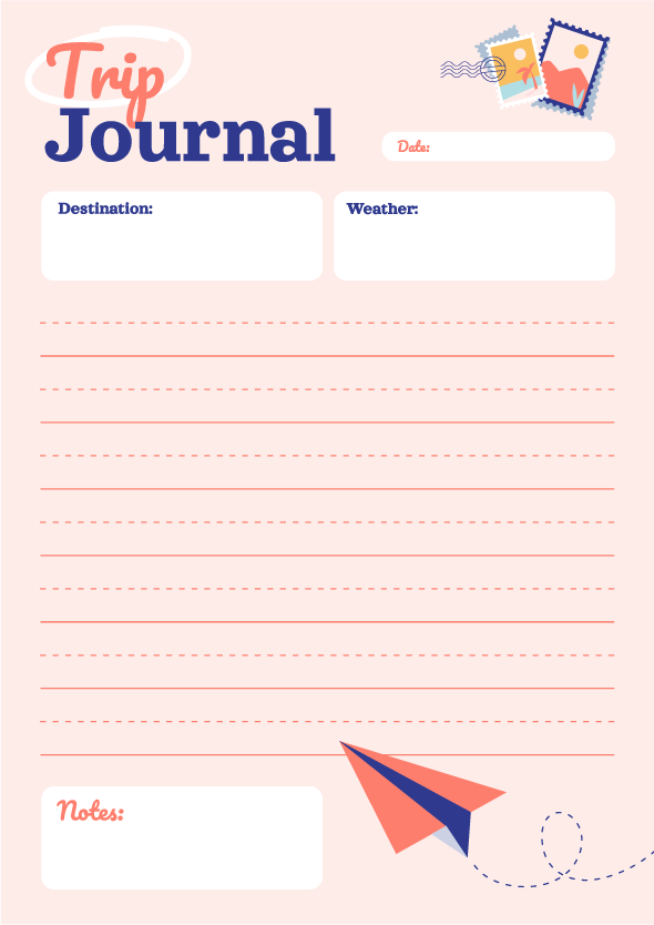 free simple travel journal template vector 705437