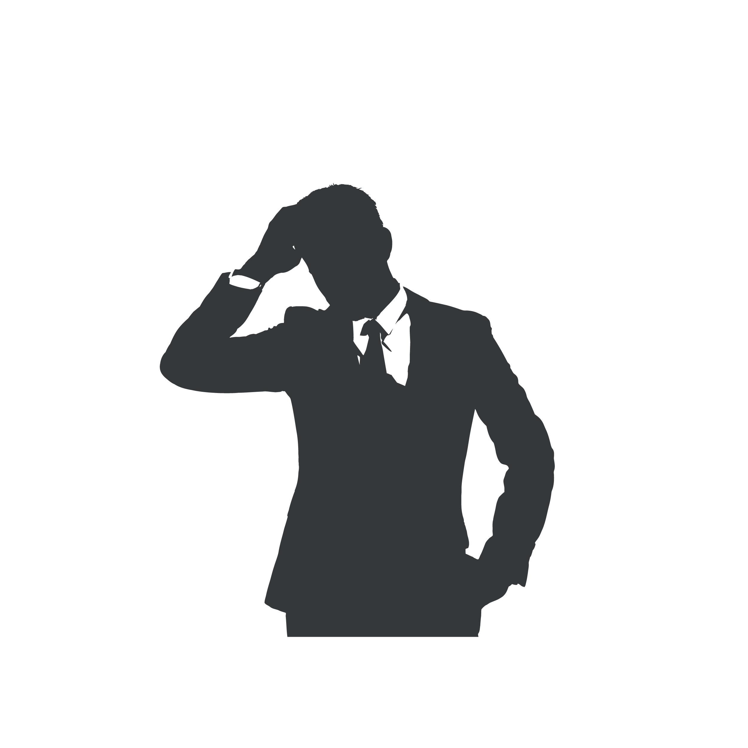 vintage businessman silhouette icon with contemplative style