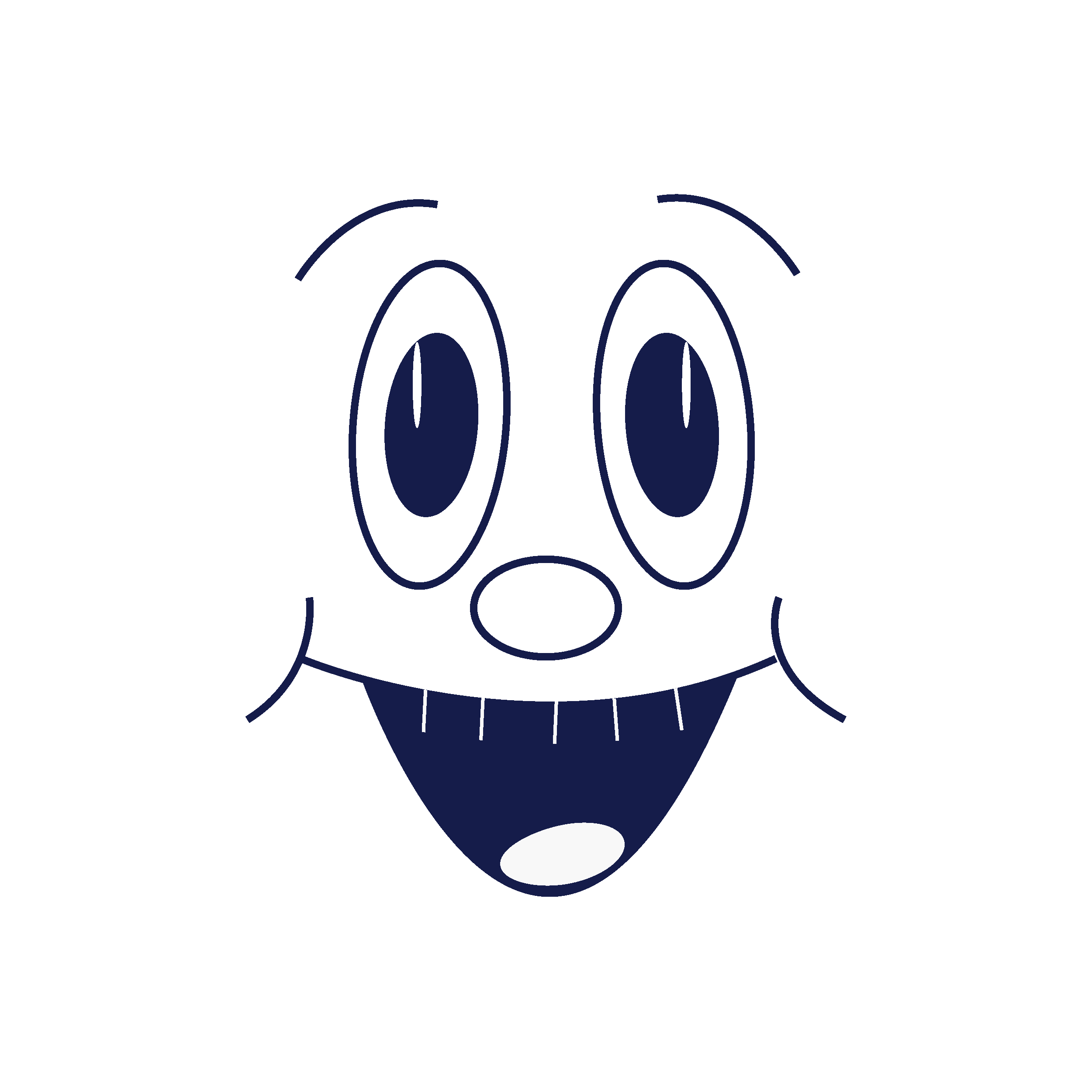 vintage cartoon face illustration with open mouth smile
