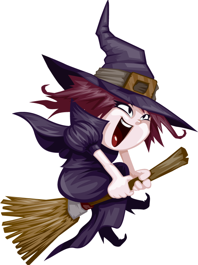 witch halloween cartoon vector with play... | Magipik Free Vector